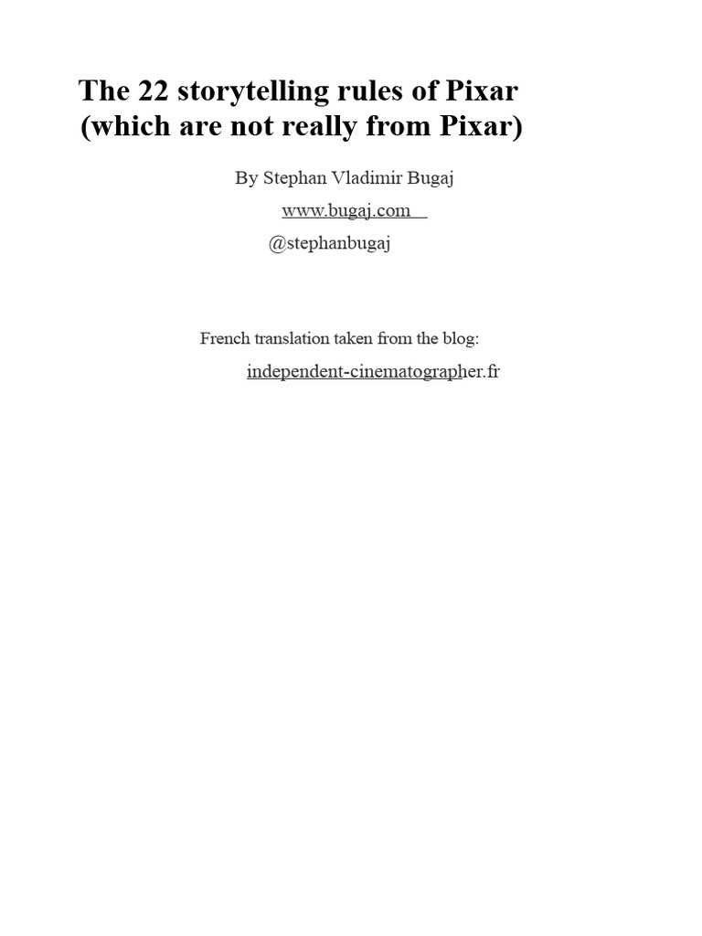The 22 Storytelling Rules of Pixar | PDF | Screenwriting | Narrative