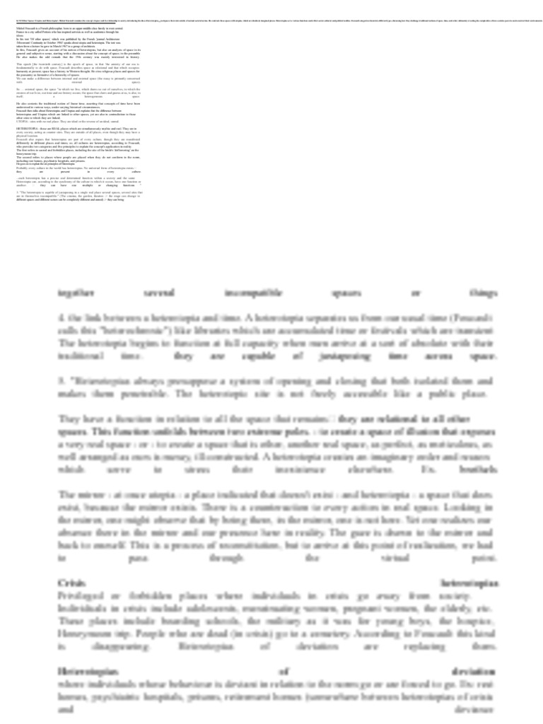 He Goes On To Explain The Six Principles of Heterotopia | PDF | Michel ...