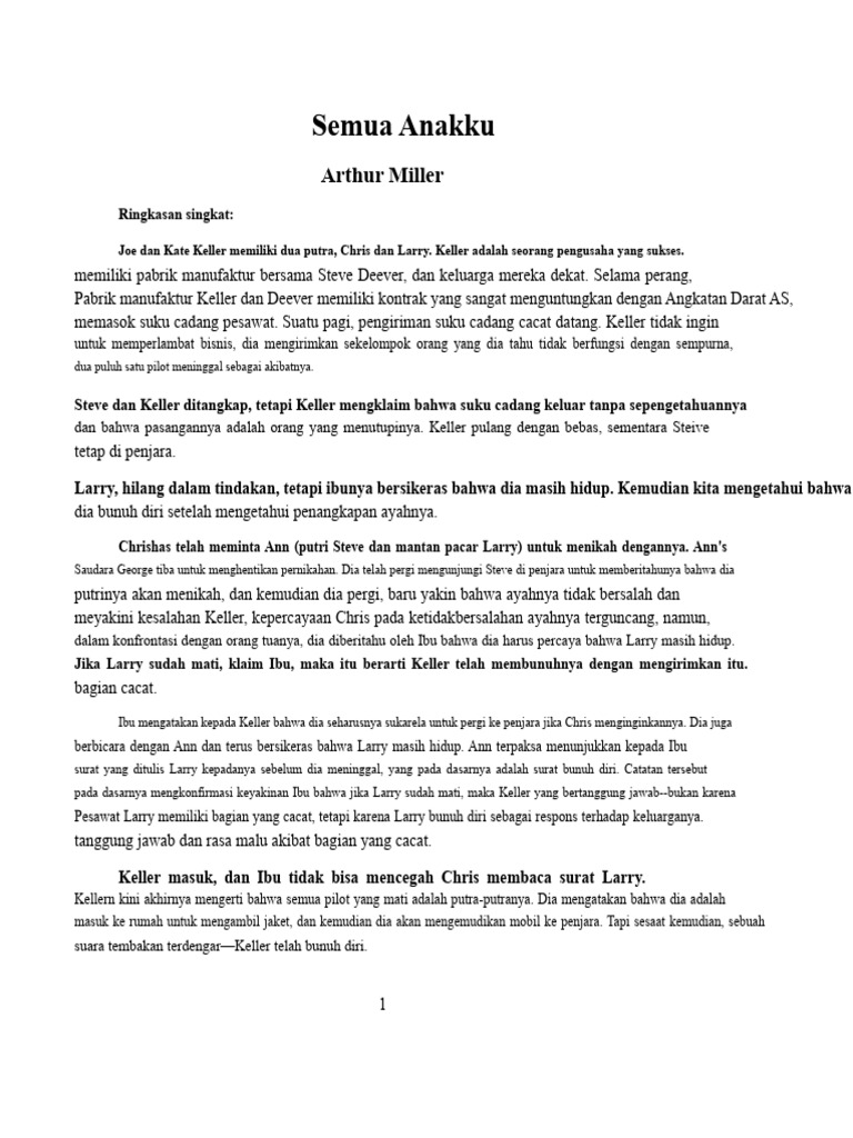 Drama "All My Sons" oleh Arthur Miller | PDF