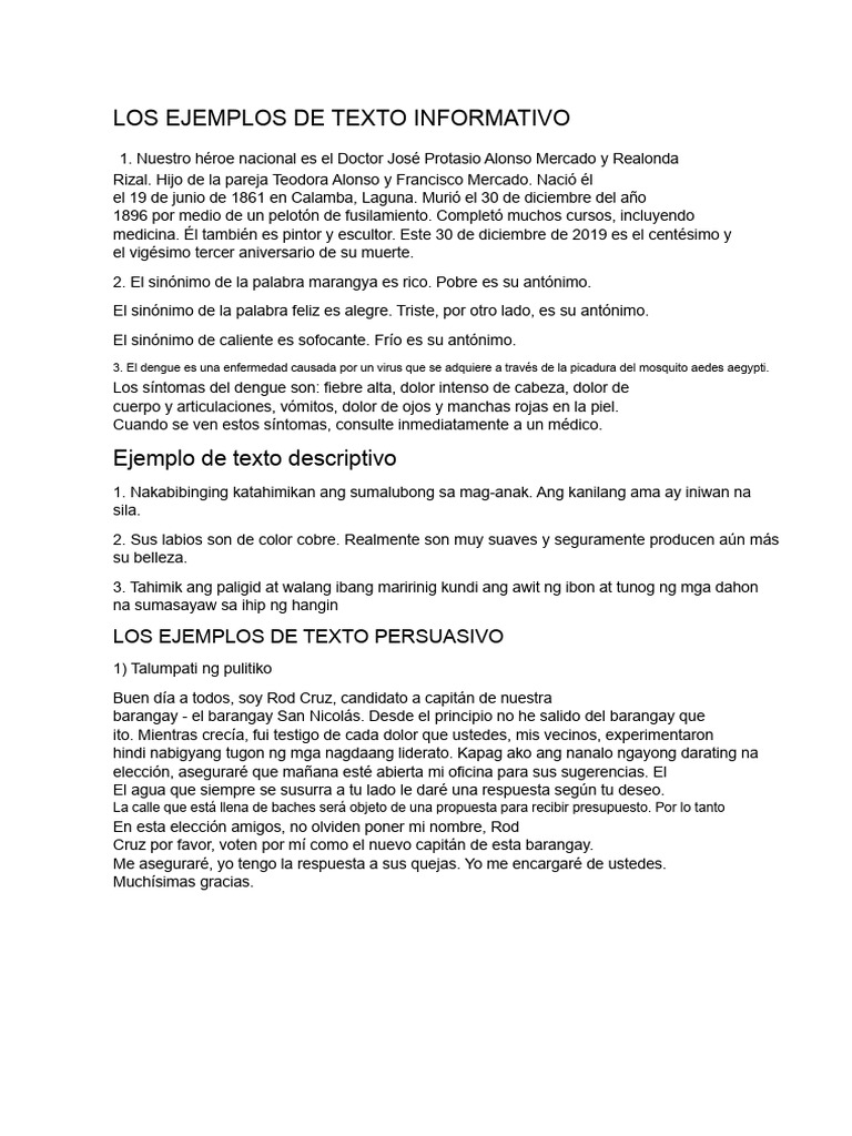 Ejemplos de Texto Informativo | PDF