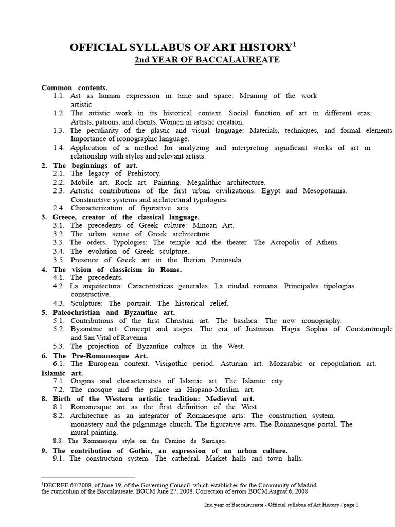 Syllabus - History of Art PDF | PDF | Baroque | Modernism