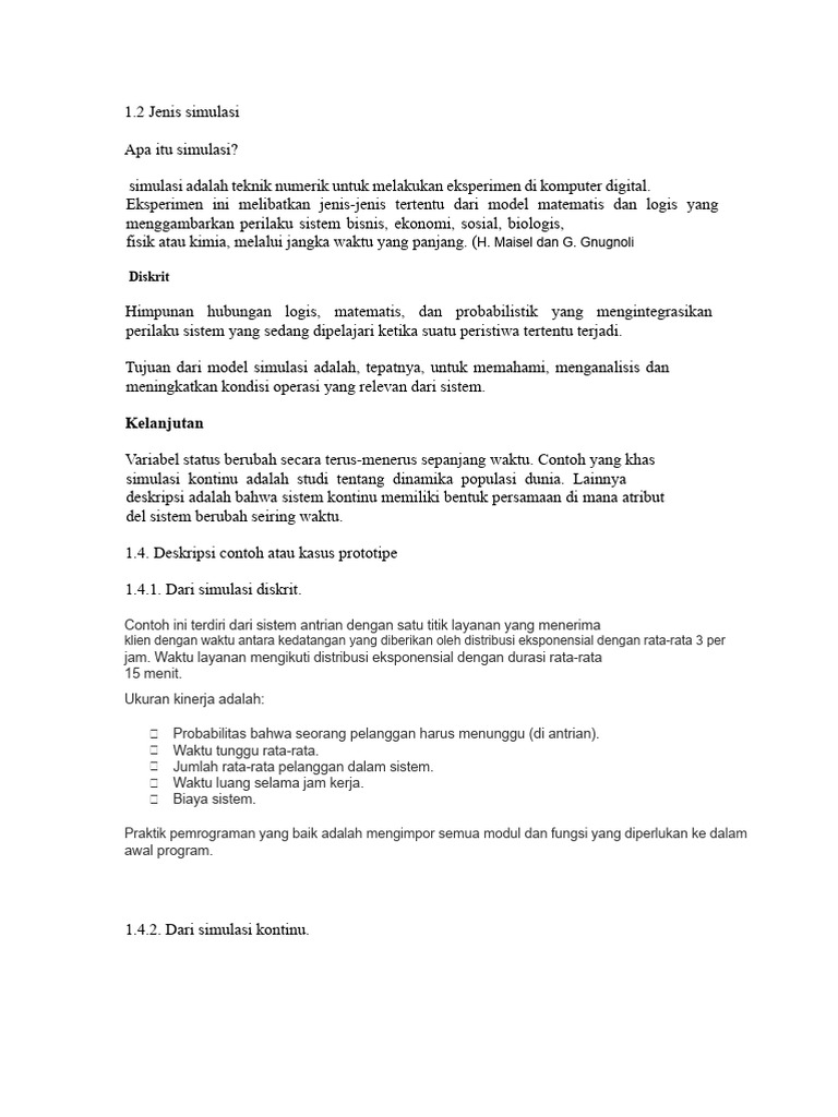 1.3 Jenis Simulasi | PDF
