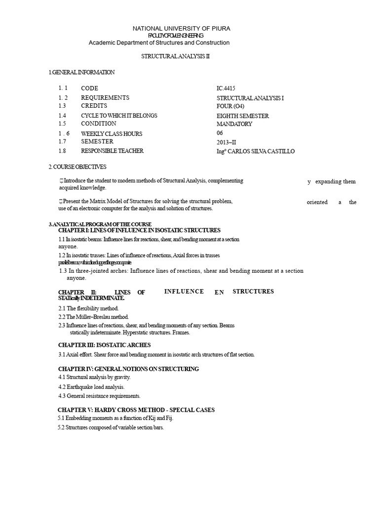 Structural Analysis II | PDF | Structural Analysis | Beam (Structure)