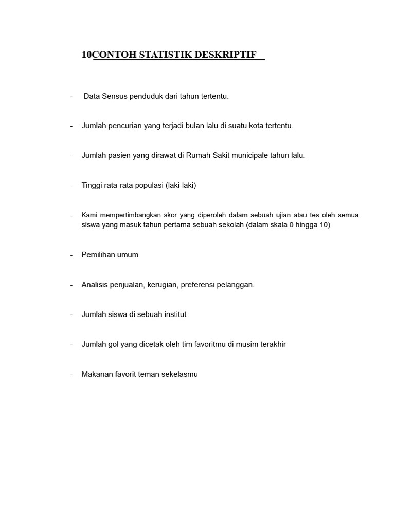 Contoh Statistik Deskriptif dan Inferensial | PDF