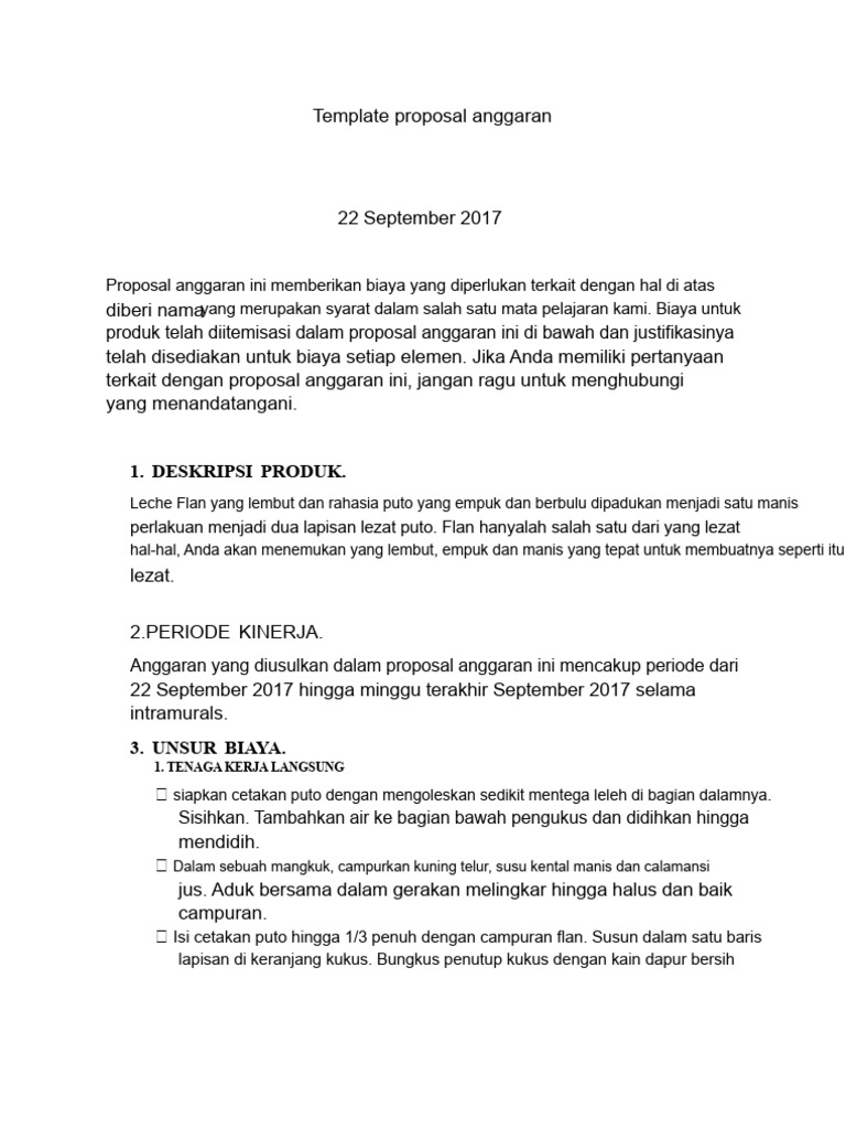 Template Proposal Anggaran ENTREP | PDF