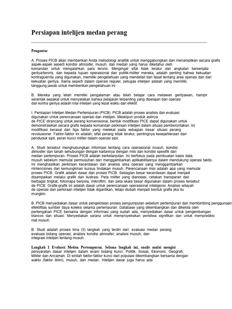 Persiapan Intelijen Medan Perang | PDF