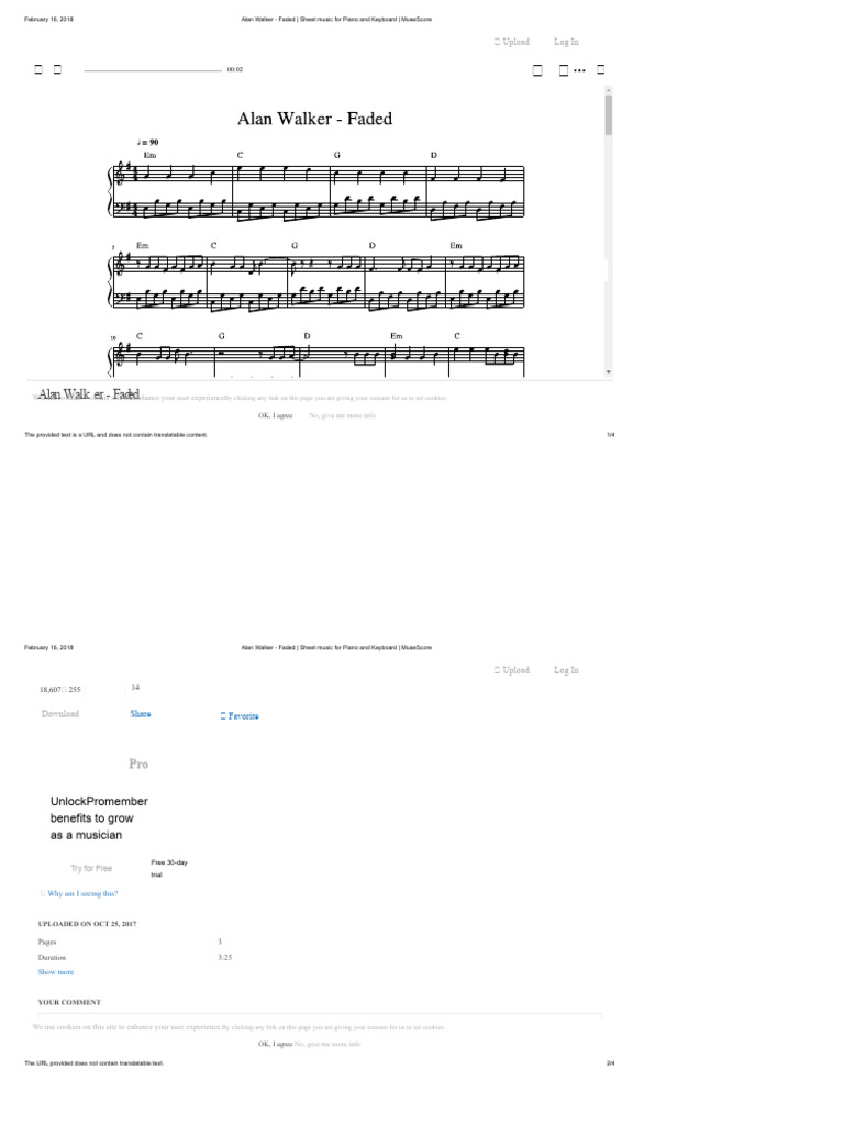 Alan Walker - Faded Piano Sheet Music | PDF | Http Cookie | Cyberspace