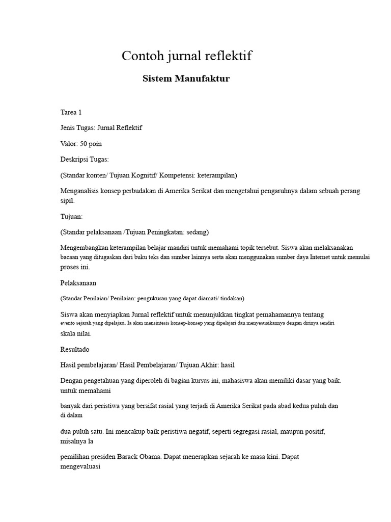 Contoh Jurnal Reflektif | PDF