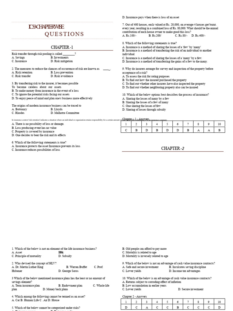 Insurance Basics: Risk, Contributions, and Policies | PDF | Insurance ...