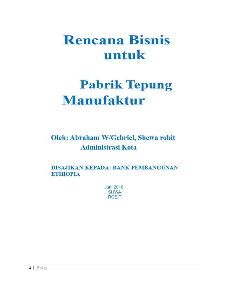 Rencana Bisnis Pabrik Tepung Gandum | PDF