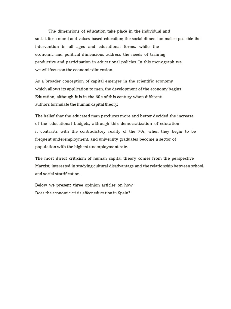Economic Impact of Education in Spain | PDF | Unemployment | Labour ...