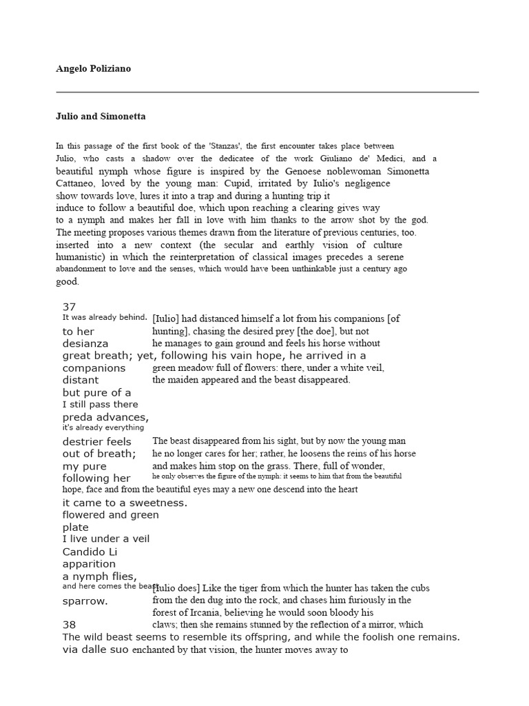 Angelo Poliziano - The Stanzas For The Joust | PDF | Cupid | Aeneid