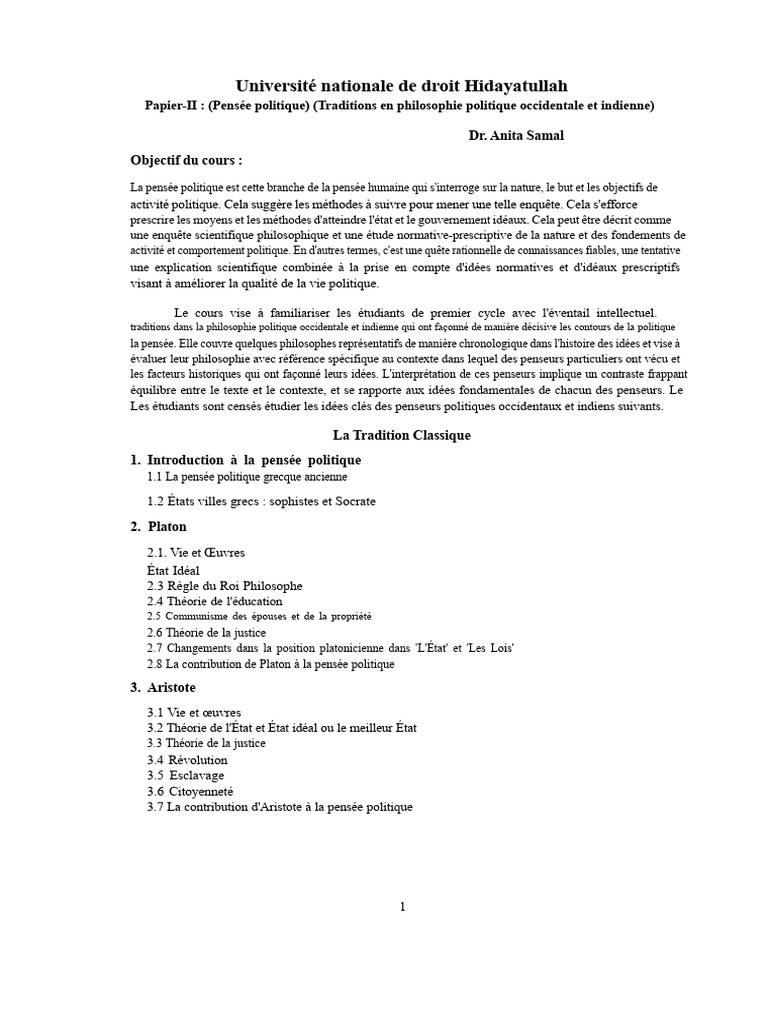 Pensée politique : traditions occidentales et indiennes | PDF ...