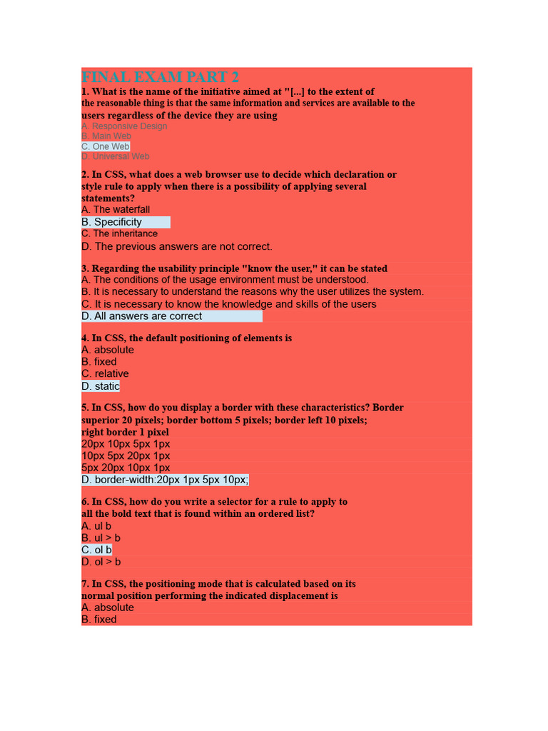 EXAM Google Web 2 FINAL PART 2 | PDF | Html | Software Engineering