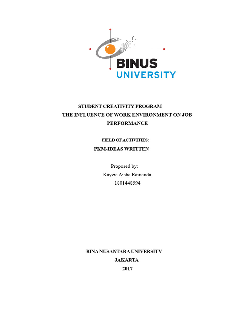 Example Report Binus PKM GT Internship Kayzia | PDF | Employment ...