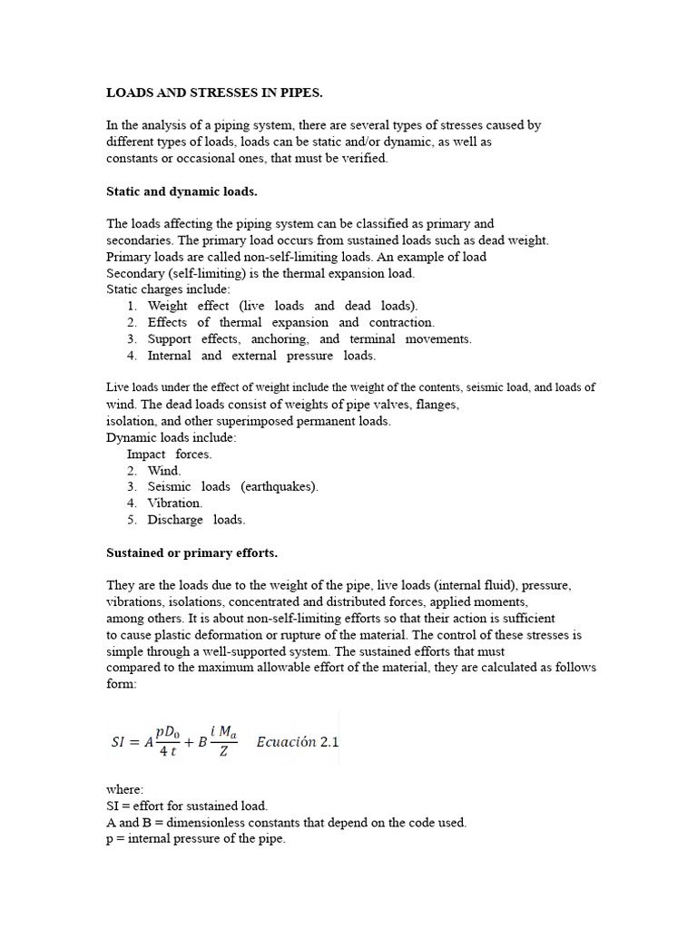 Loads and Forces in Pipes | PDF | Structural Load | Force