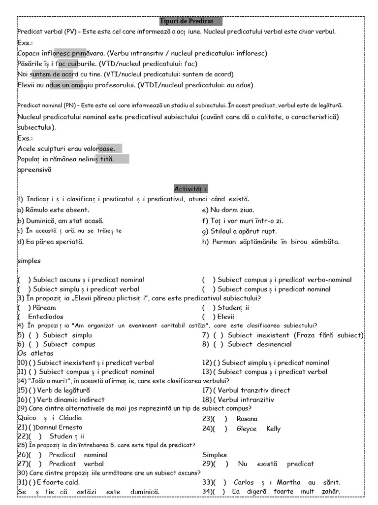 Tipuri de Predicat | PDF