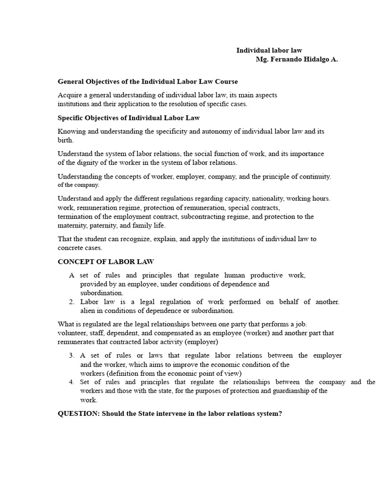 Individual Labor Law WORD | PDF | Labour Law | Employment