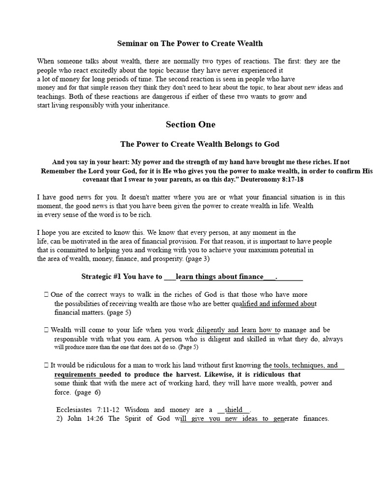 The Power to Create Wealth in God | PDF | Wisdom | Book Of Proverbs
