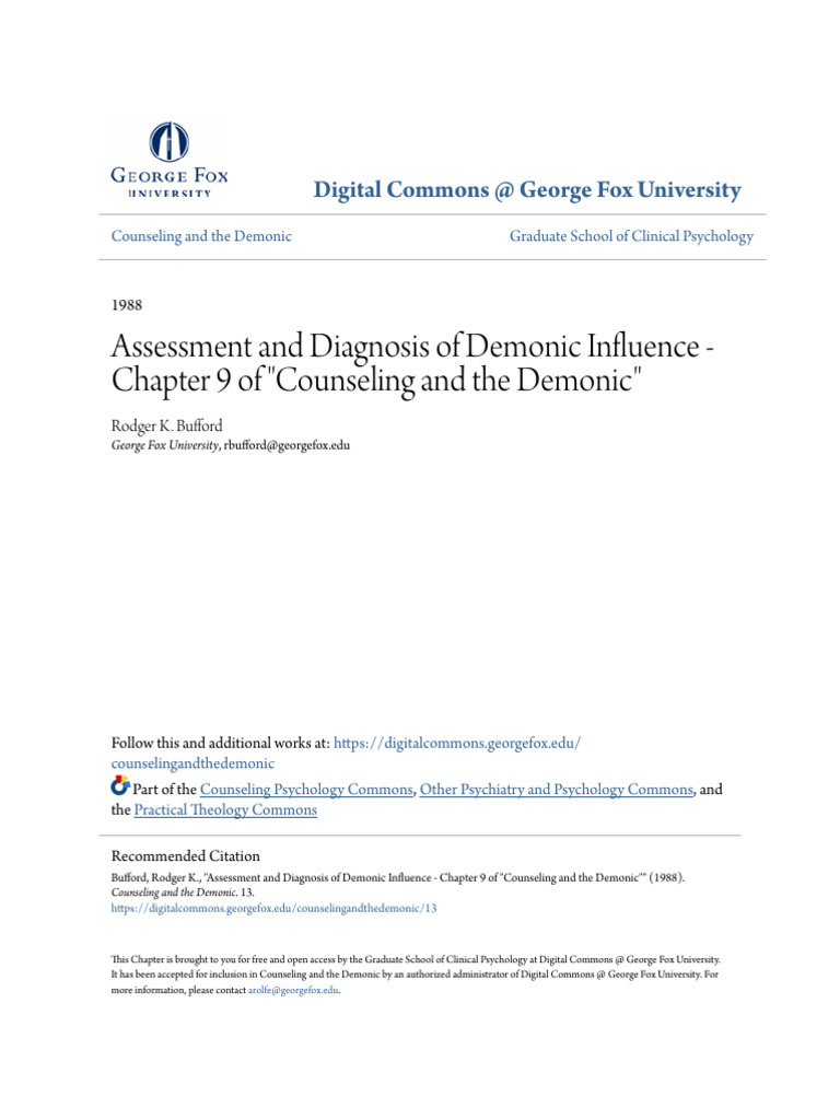 Demonic Influence Assessment Guide | PDF | Mental Disorder | Exorcism