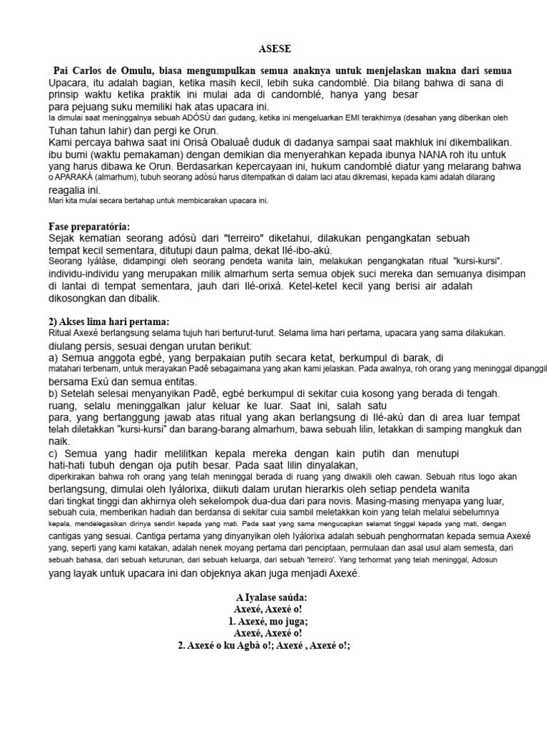 Upacara Candomblé untuk Almarhum Adósù | PDF