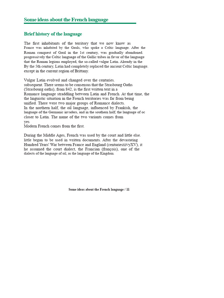 Brief History of The French Language | PDF | French Language | Gaul
