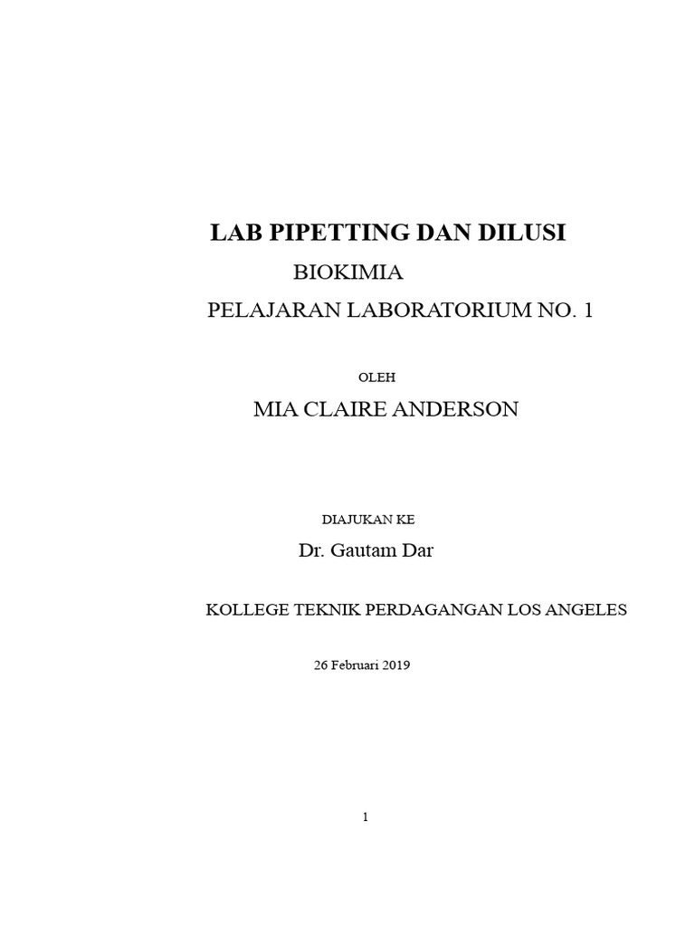 Pipetting Dan Dilusi Lab | PDF