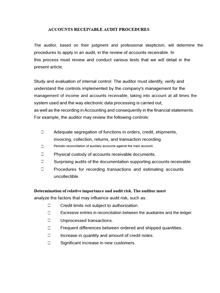 Accounts Receivable Manual | PDF | Audit | Internal Control