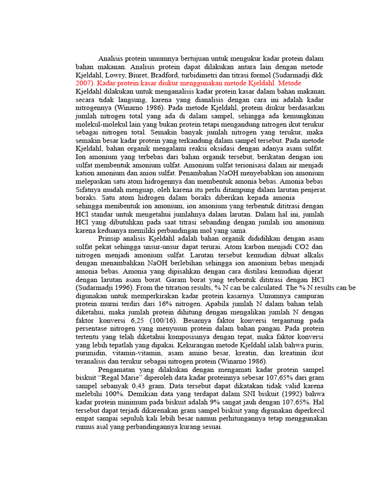 Metode Kjeldahl untuk Analisis Protein | PDF