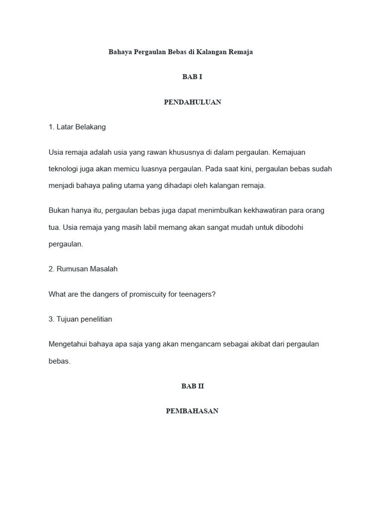 Bahaya Pergaulan Bebas Remaja | PDF