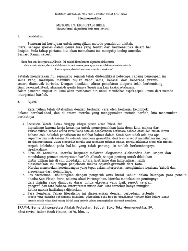 Metode Interpretasi Alkitab Literal | PDF