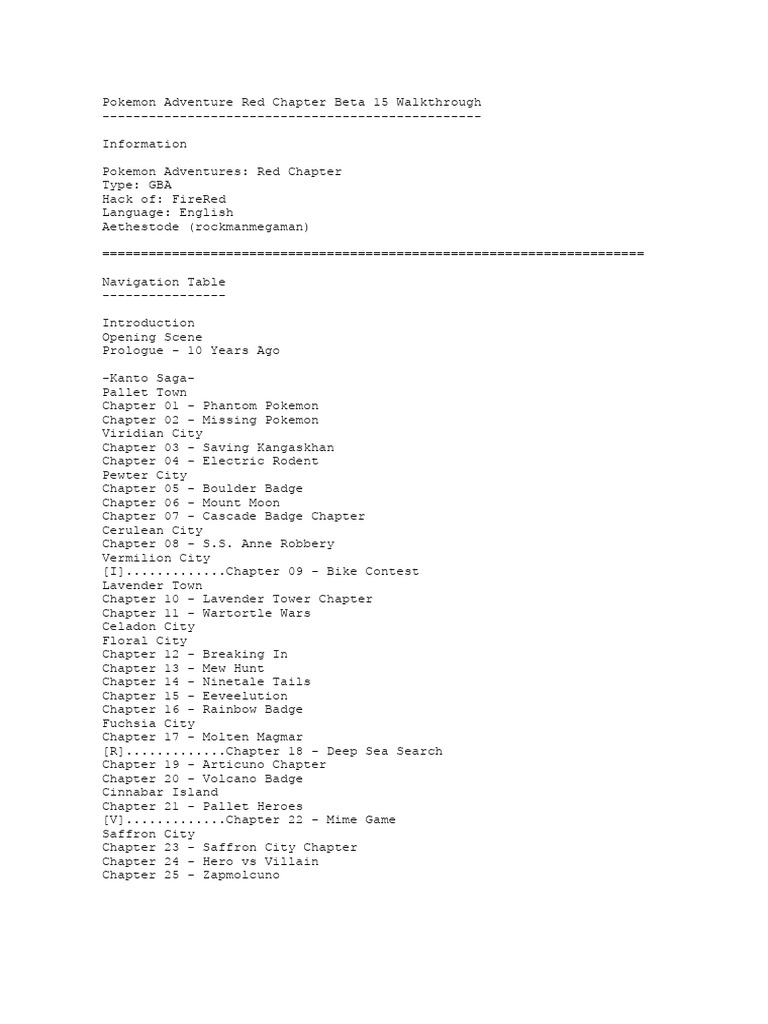 Pokemon Adventure Red Chapter 15 Guide | PDF | Pokémon