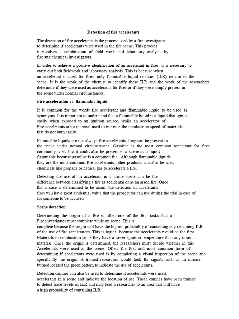 Detection of Fire Accelerants in Forensic Science | PDF | Physical ...