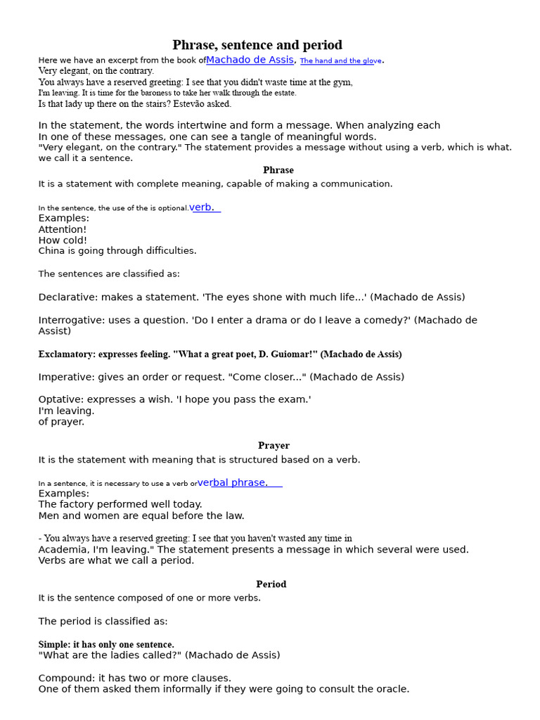 Understanding Phrases, Sentences, and Periods | PDF | Sentence ...