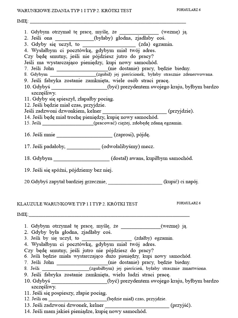 Tryb Warunkowy 1 I Tryb Warunkowy 2 | PDF