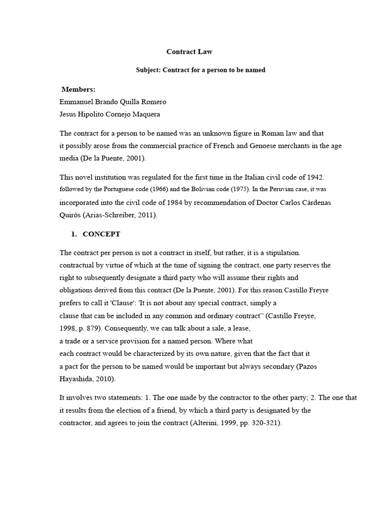 Contract For A Named Person 2 | PDF | Assignment (Law) | Business Law