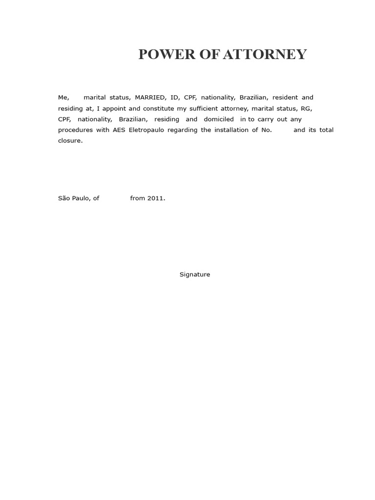 Power of Attorney Template | PDF