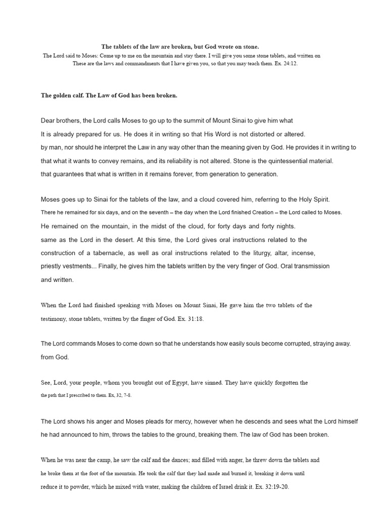 The Tablets of The Law Are Broken | PDF | Ten Commandments | Moses