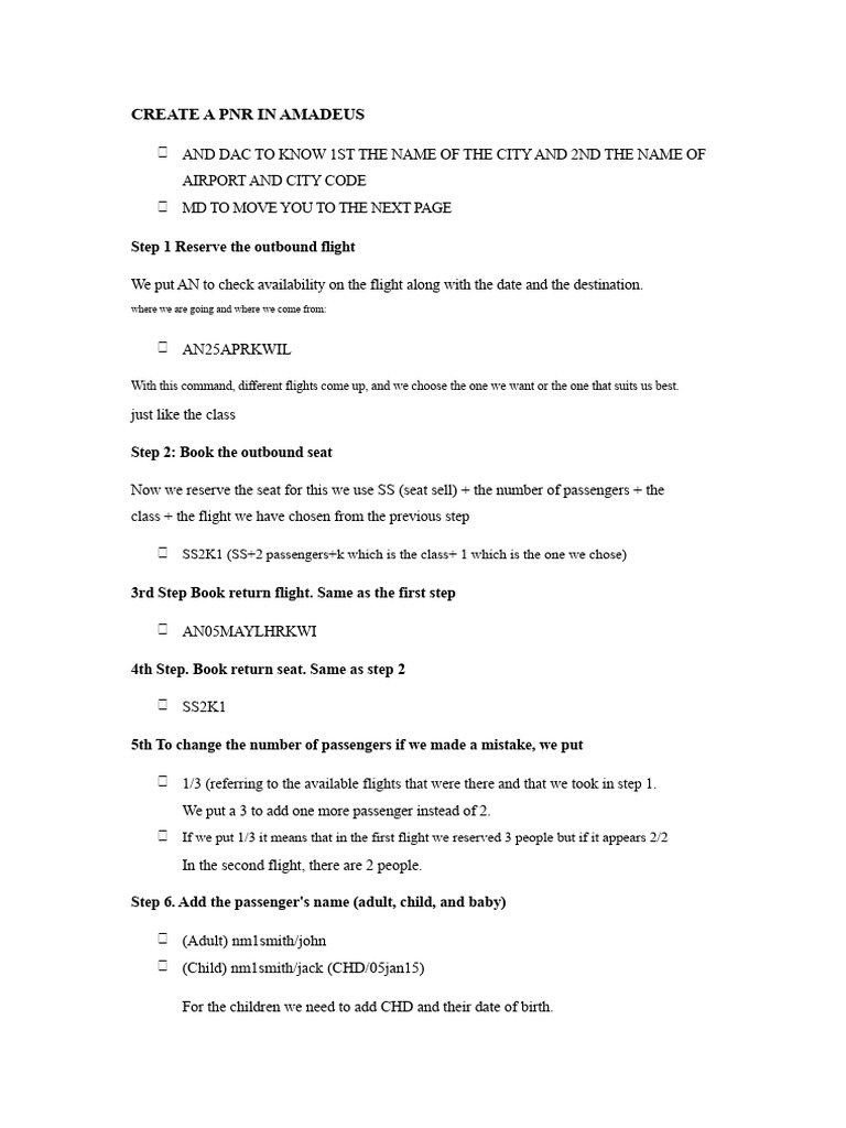 Create A PNR in Amadeus | PDF | Airlines