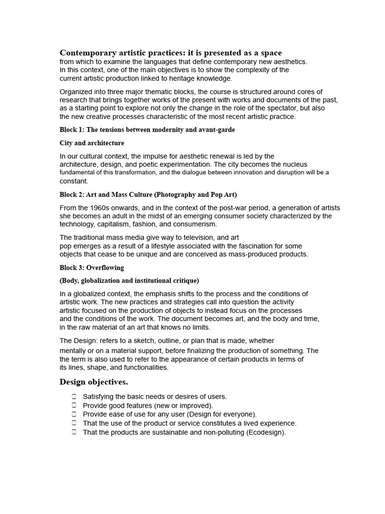 Exploring Contemporary Artistic Practices | PDF | Usability | Liberal ...
