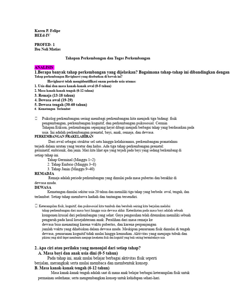 PROFED-1 MODUL 2 Tahapan Pengembangan Dan Tugas Pengembangan | PDF