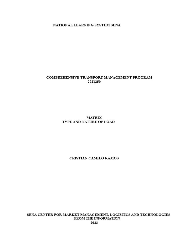 EVIDENCE MATRIX IDENTIFICATION OF THE LOAD | PDF | Cargo | Transport
