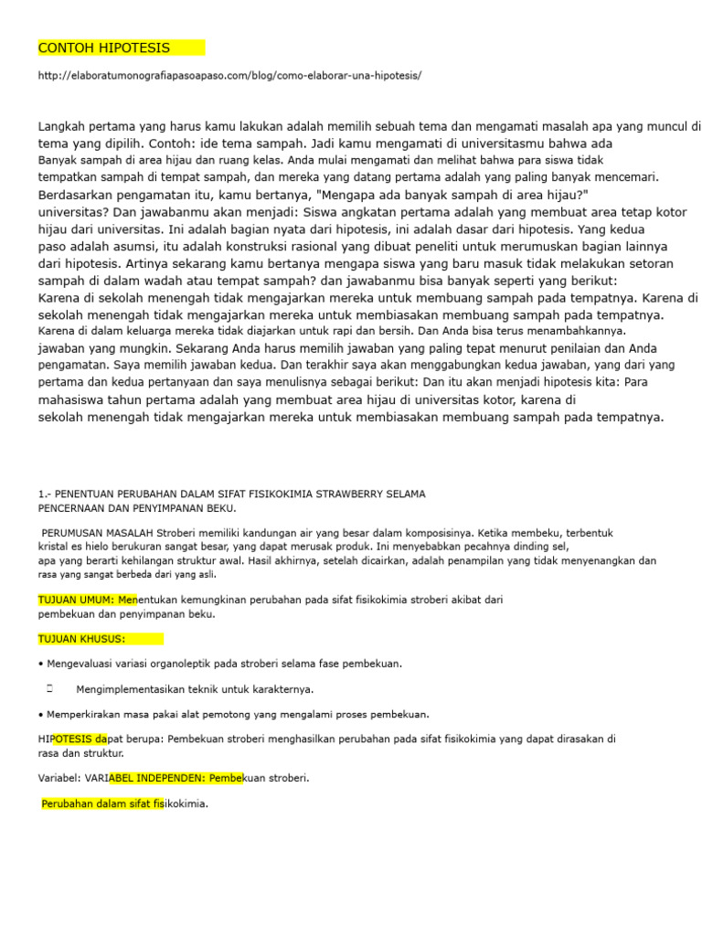 Contoh dan Struktur Hipotesis Penelitian | PDF