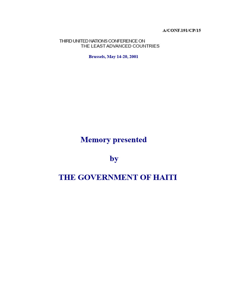 Action Program For The Development of Haiti | PDF | Poverty | Poverty ...