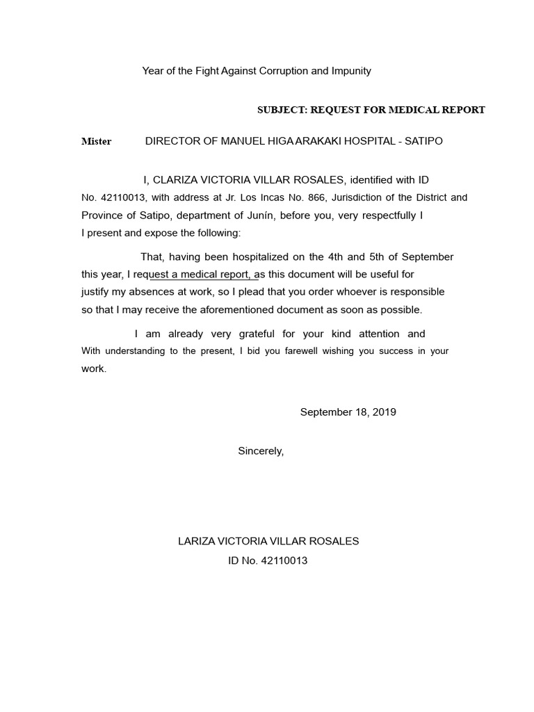 Medical Report Request for Absence | PDF