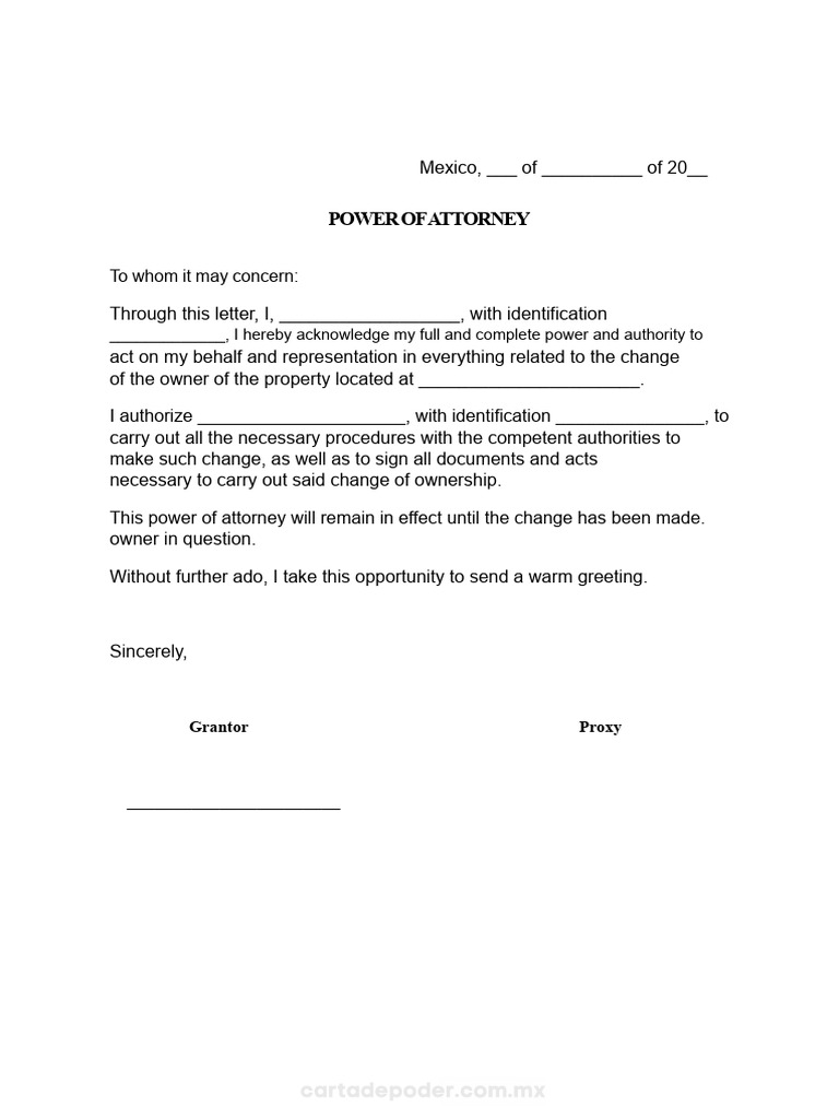 Power of Attorney Letter For Change of House Owner | PDF