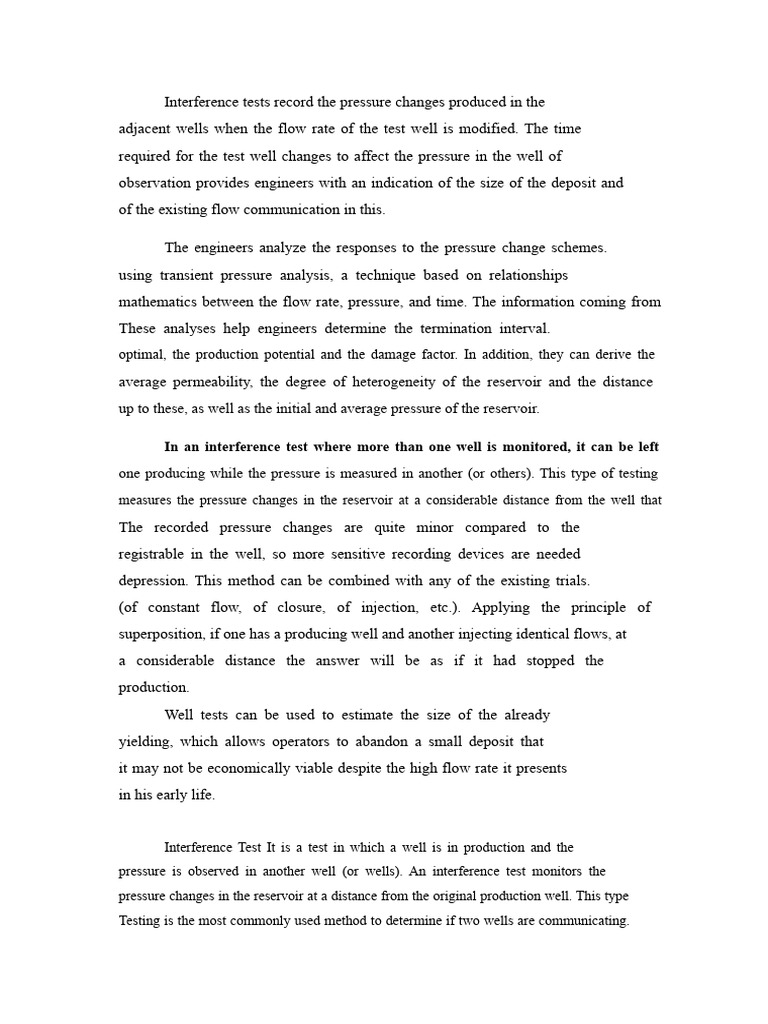 Well Interference Essay | PDF | Petroleum Reservoir | Pressure