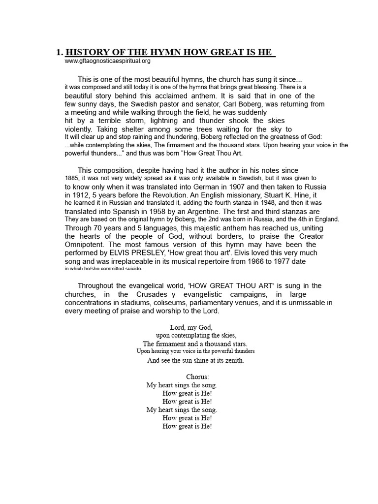 History of "How Great Thou Art" | PDF | Jesus | Grace In Christianity