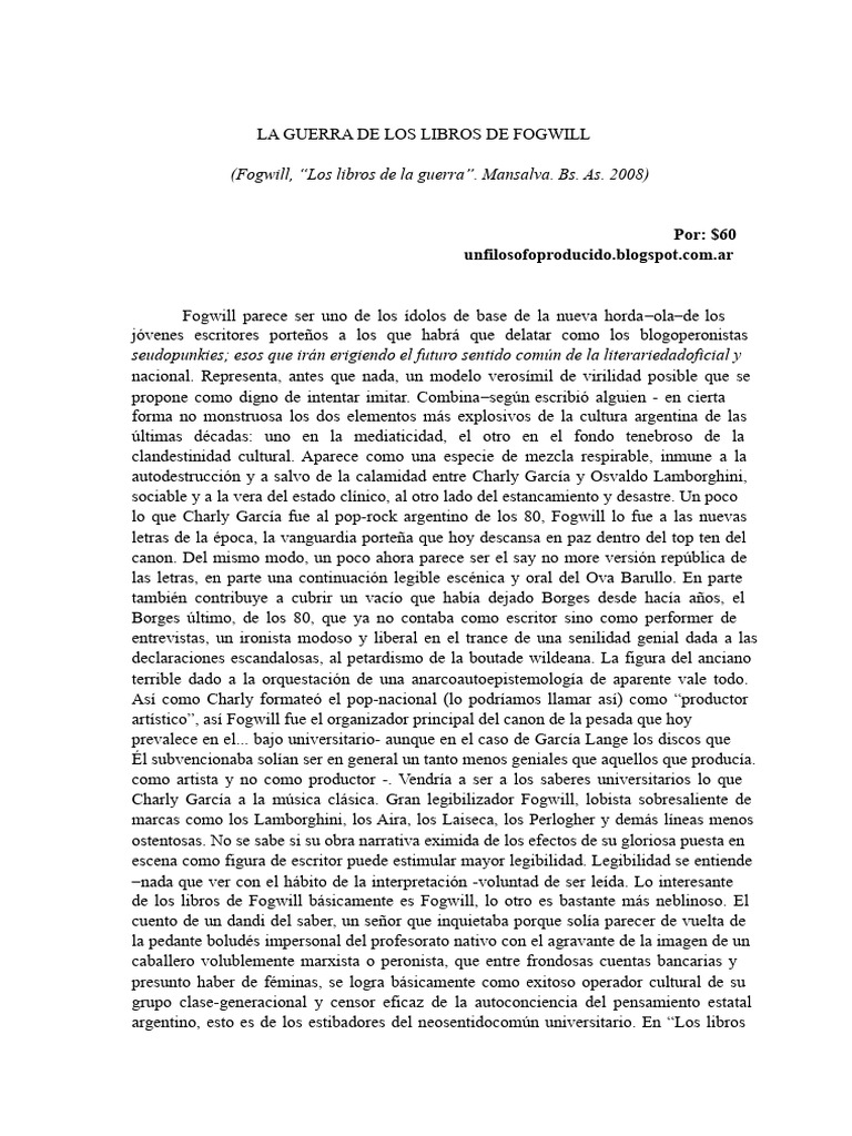 La guerra literaria de Fogwill | PDF