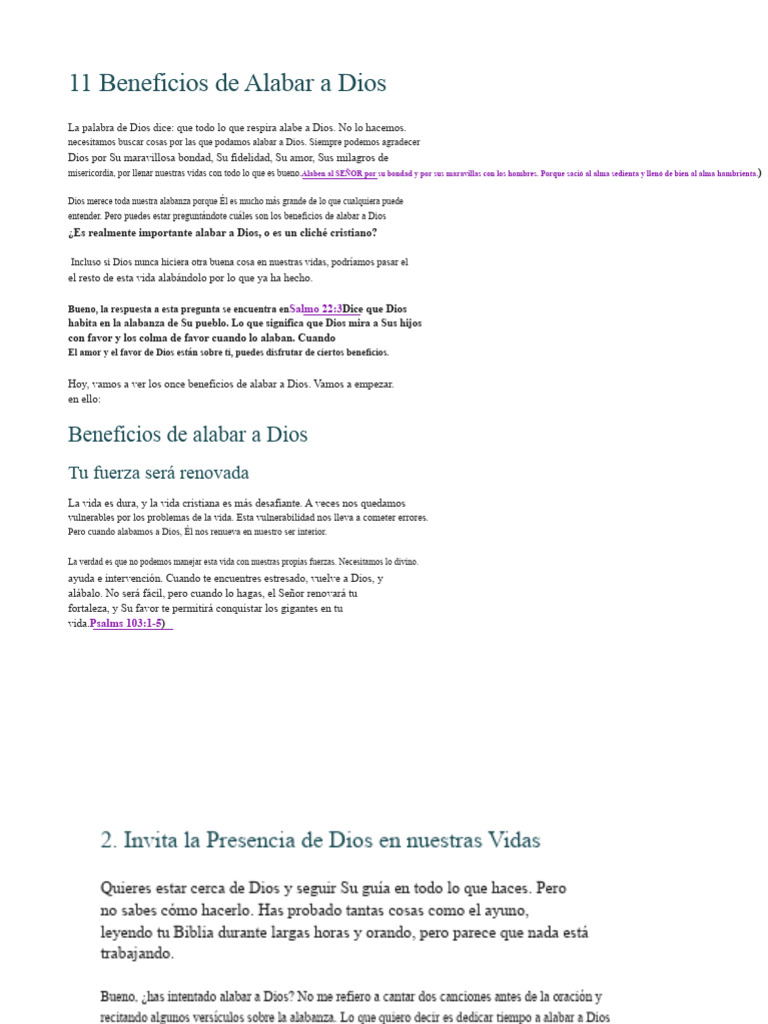 11 Beneficios de Alabar A Dios | PDF | Pecado | Dios